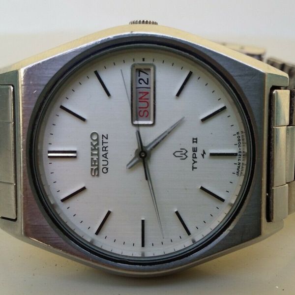 vintage rare seiko type 2 quartz 7123-7080 wristwatch for men's ...