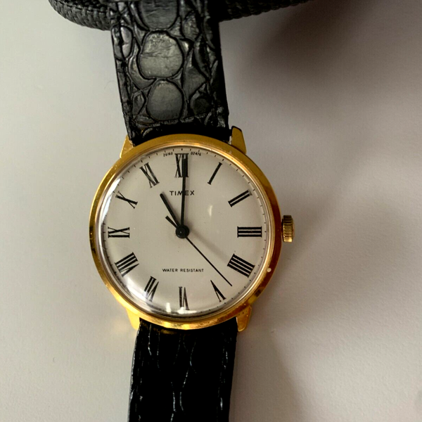 Vintage Timex Marlin 1976 Mechanical Wind WORKS! 26160 02476 Gold Tone ...