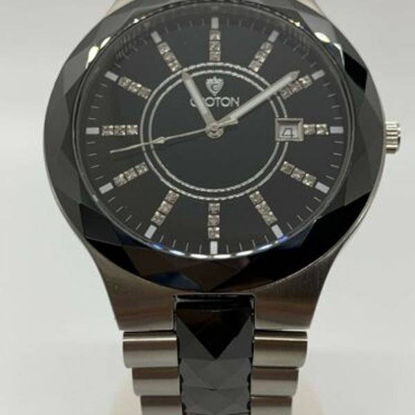 Men's Croton Stainless Steel Black Ceramic Diamond Watch-CN307031 -New ...
