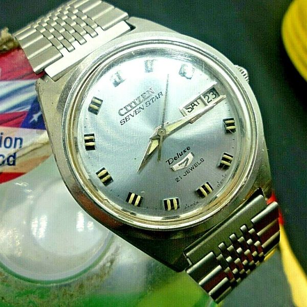 Mens 36mm CITIZEN SEVEN STAR DELUXE 21j ACSS 2933-TA Vin 1968 SS wrist | WatchCharts UK