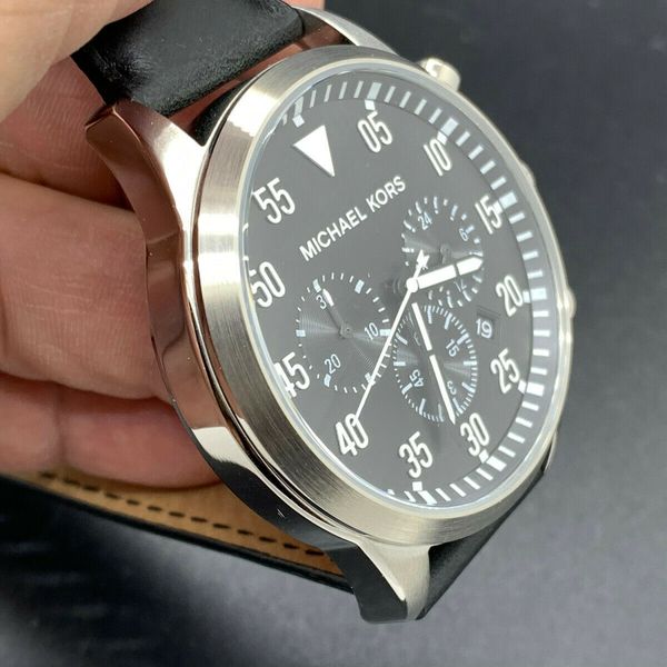 MICHAEL KORS MK-8442 CHRONOGRAPH 24 HOURS DUAL TIME DATE S/S QUARTZ MEN ...