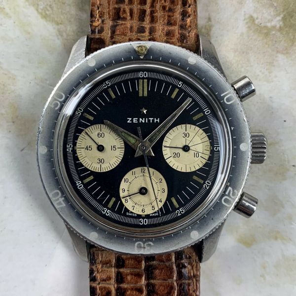 Vintage Zenith Chronograph Wristwatch Super Sub Sea 146HP Movement RARE ...