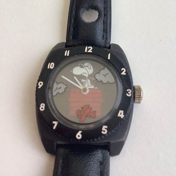 VINTAGE TIMEX SNOOPY floating RED BARON MECHANICAL WATCH WORKING ...