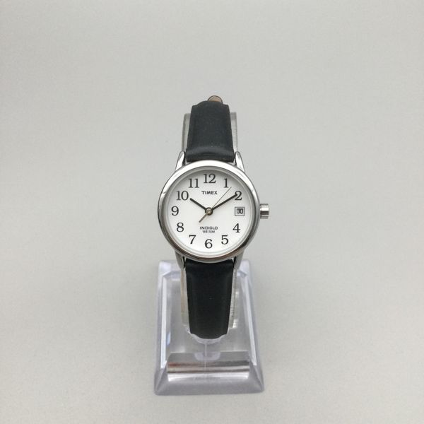 Timex Watch Women T2H331 Indiglo Silver Tone 25mm Date Leather Band New ...