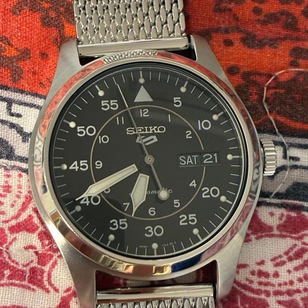 Seiko 5 SRPH23K1 Automatic Black Dial Flieger/Military Style Menâ s ...