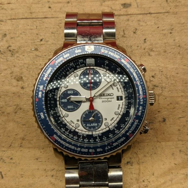 Rare Seiko Flightmaster Blue Panda Chronograph Watch SNA413 | WatchCharts