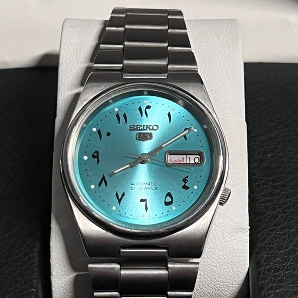 Seiko 5 Mod Arabic Rare Tiffany Blue Dial Vintage Mens Automatic 21 ...