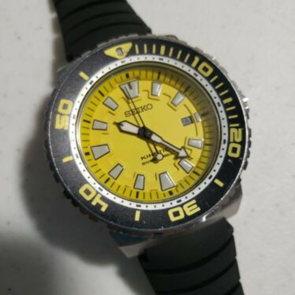 Seiko SKA385P2 Yellow Caesar Kinetic 200m Diver's Watch rare on OEM ...