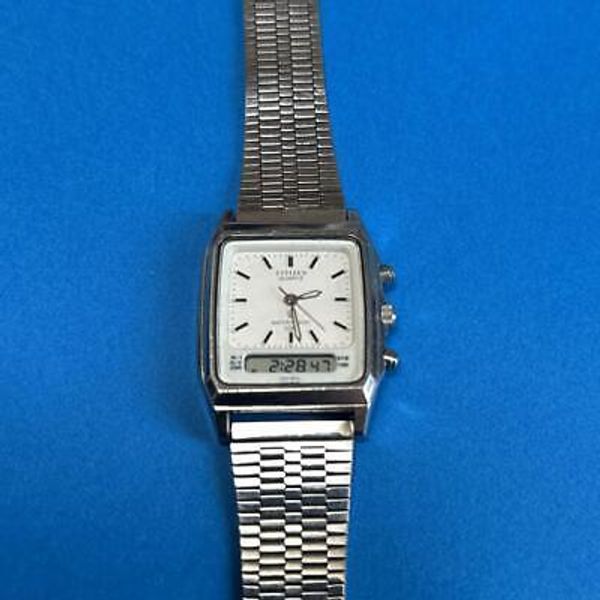 Citizen Quartz Digital Watch Model 8950 Silver Square Used No Alarm ...