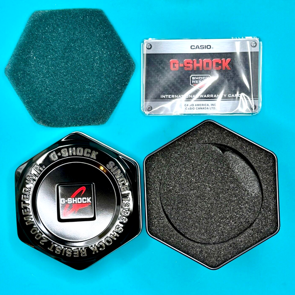 â NEW CASIO G-SHOCK DISPLAY TIN PRESENTATION /STORAGE BOX WARRANTY CARD ...