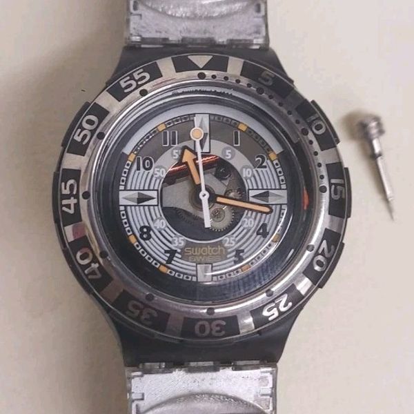 Swatch Watch SQUIGGLY SDB104 1994 SCUBA - BROKEN CROWN READ DESCRIPTION ...