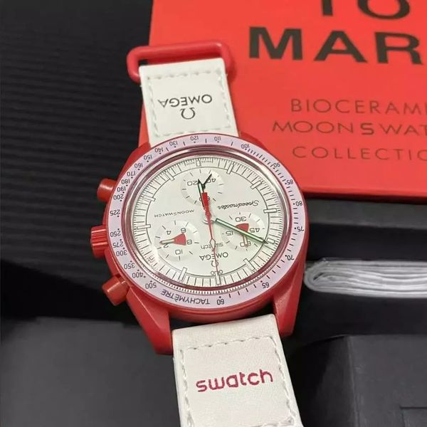 Swatch x Omega Bioceramic Moonswatch Mission To Mars Watch with Box ...