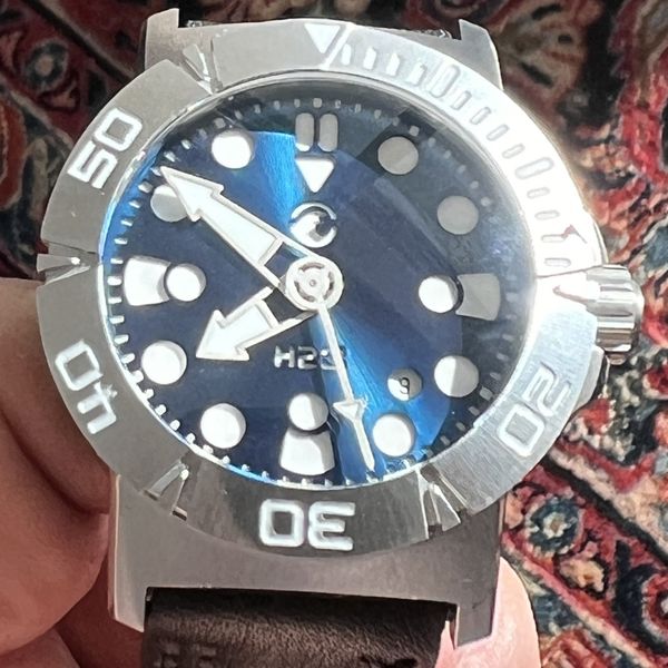 H2O HELBERG KALMAR 2 3000 Blue Sandwich Dial Diver 44MM Top SWISS ETA ...