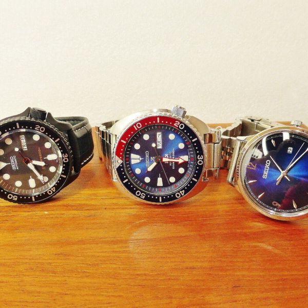 Seiko Watch Collection Prospex PADI SRPE99 SKX007 & blue dial seiko ...