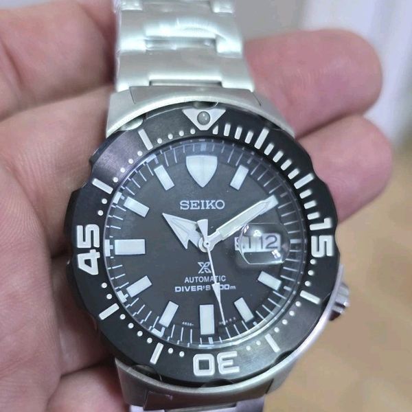 New Seiko Prospex Monster Black Dial Watch 4R36 07B0 Soild Steel ...