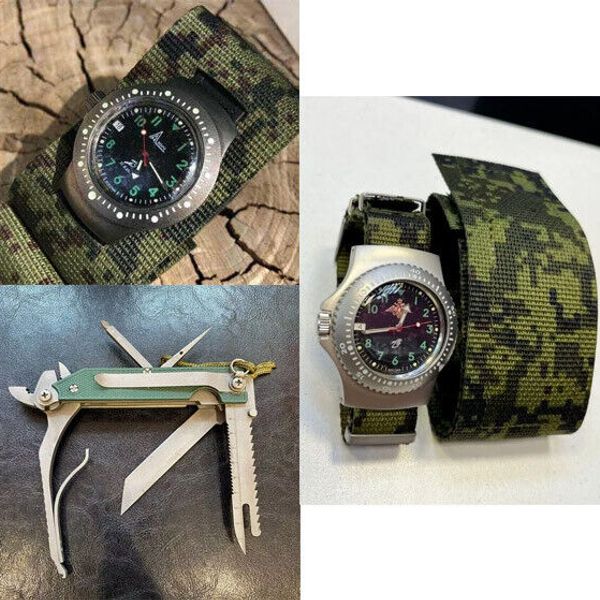 Ratnik set: 6E4-2 Vostok watch, 6E4-1 Vostok watch, 6E6 Multitool Knife ...