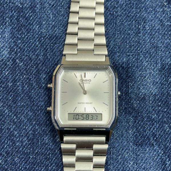 Casio AQ-230A-7A Retro Digital Analog Alarm Mens Watch AQ-230 AQ-230A ...