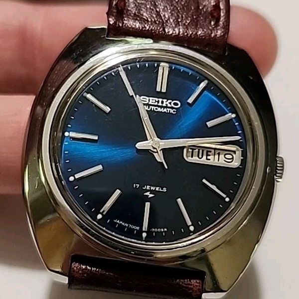 Vintage Seiko 7006-7007 Mens Automatic Day/Date Watch Blue Dial 39mm ...