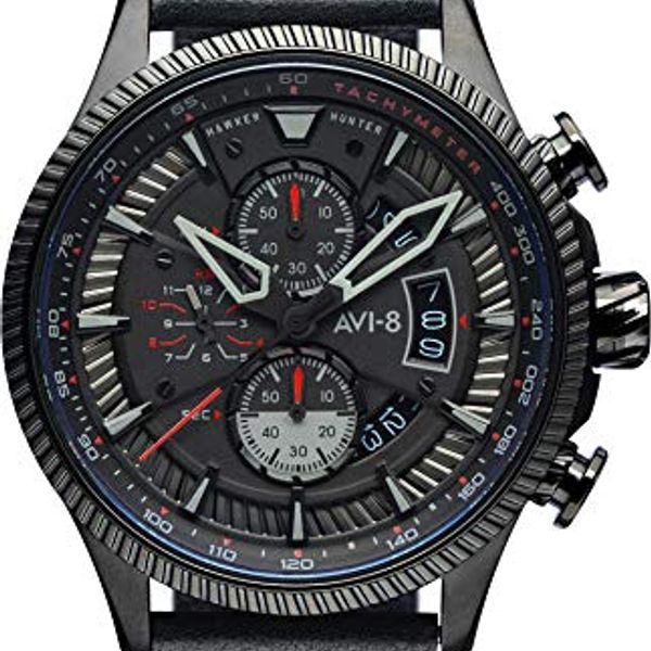 AVI-8 Mens 45mm Hawker Hunter Avon Chronograph Stealth Black Japanese ...