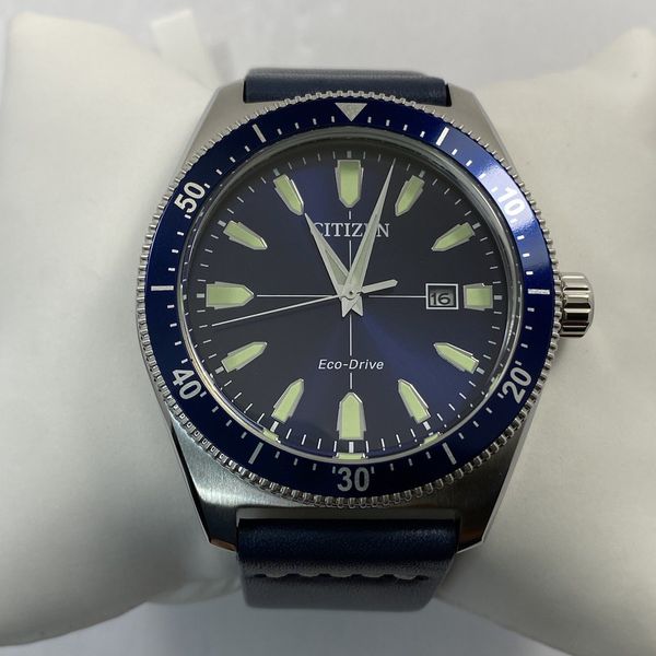 Citizen Vintage Brycen Eco-Drive Blue Dial Leather Strap Men's Watch ...