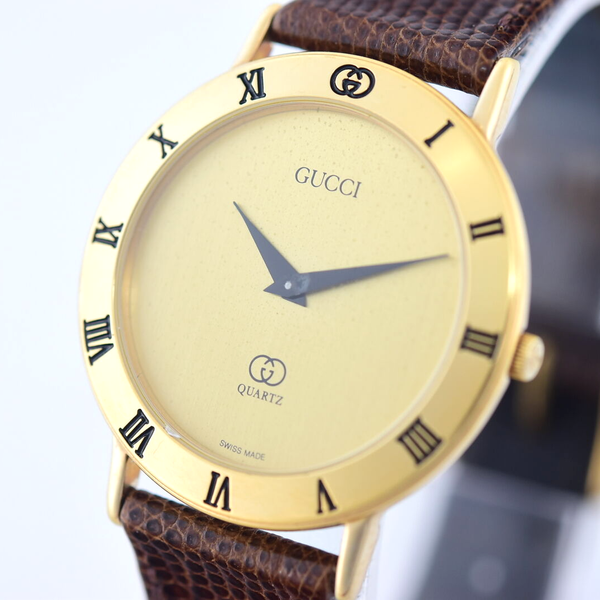 [Near MINT] Vintage Gucci 3000M Gold Dial Quartz Men's Watch Swiss Made ...