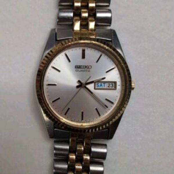 Mens Seiko Two tone Day date wrist watch 7n43-8110 NEEDs BATTERY | WatchCharts Marketplace