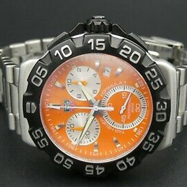Tag Heuer F1 Formula 1 Chronograph Quartz Gents Orange Dial CAH1113 ...
