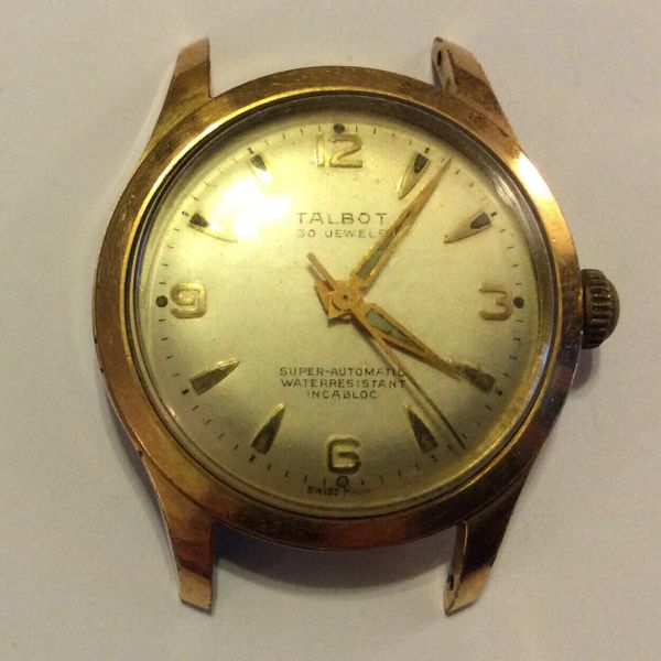 VINTAGE 1960s TALBOT MENS WATCH AUTOMATIC WORKING GOLD FILLED INCABLOC ...