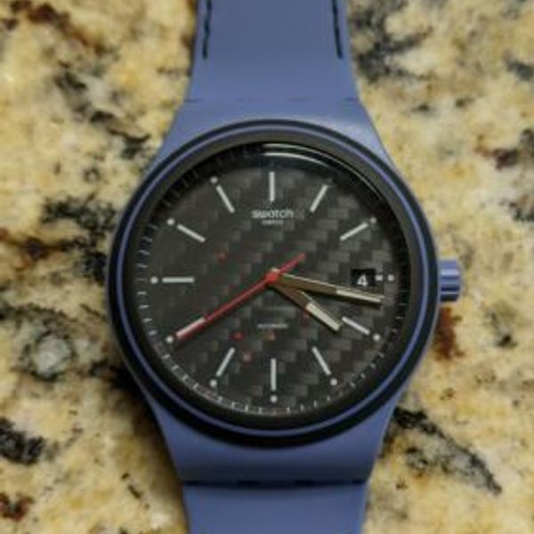 Swatch Sistem51 Blue and Carbon Fiber Automatic 42mm Men's Watch ...