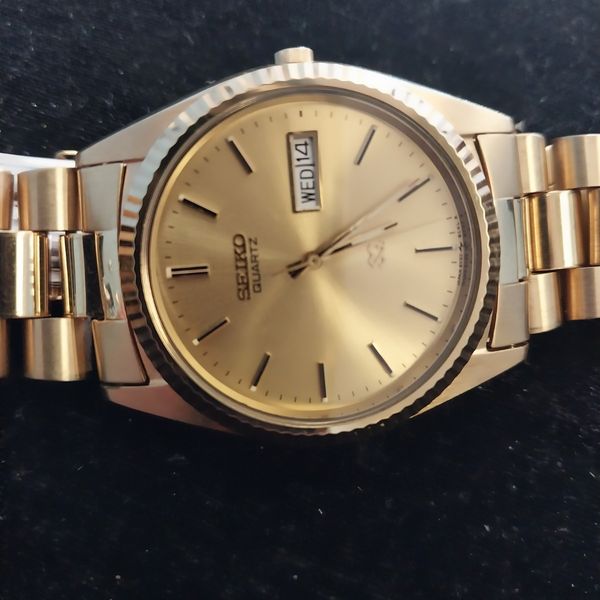 Vintage Seiko SQ Presidential Watch 36mm Gold Tone Daydate Round 5Y23-8A69 | WatchCharts Marketplace