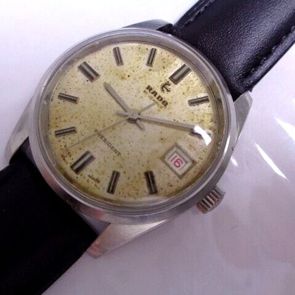 Rado President Mens Watch Hand Winding Date Calendar Silver Dial ...