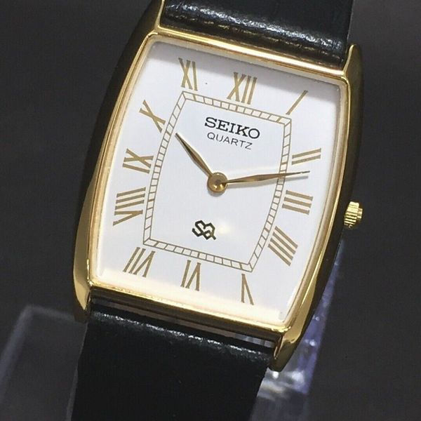 Seiko Quartz Slim Roman Dial Gold P Men's Wrist Watch Japan Made ...