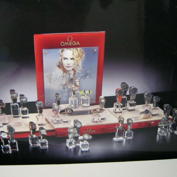 OMEGA 50TH ANNIVERSARY SPEEDMASTER GLASS AND LEATHER DEALER DISPLAY ...