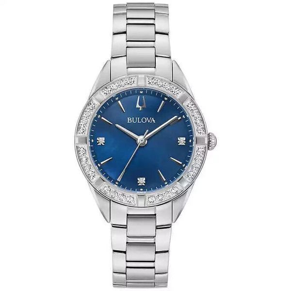 Bulova 96R243 Ladies Sutton Blue Mother of Pearl Dial Diamond Watch ...