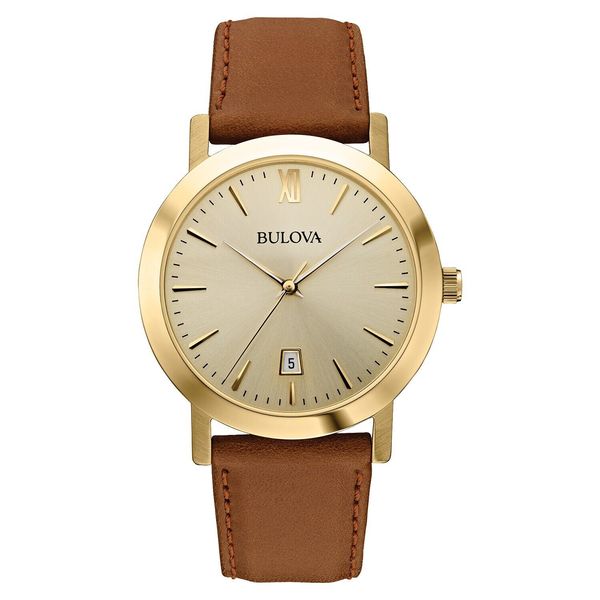 Bulova Men's Classic Dress Calendar Quartz Brown Leather Watch 38 MM ...