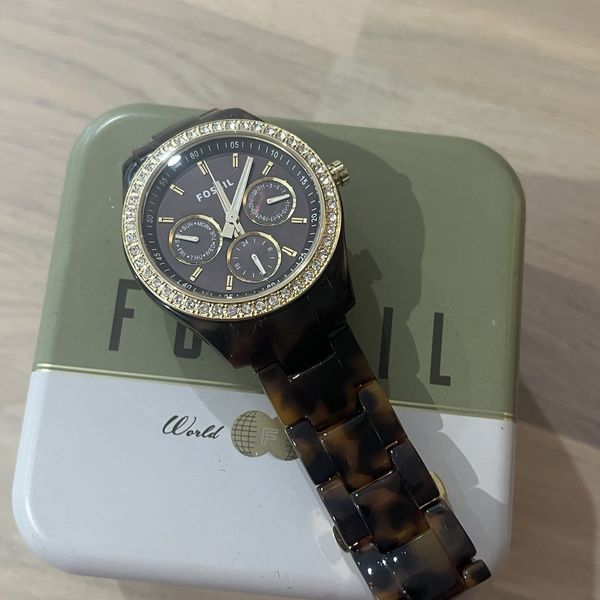 Brand New Fossil Womenâ s Plastic Tortoiseshell DiamantÃ© Watch Needs ...