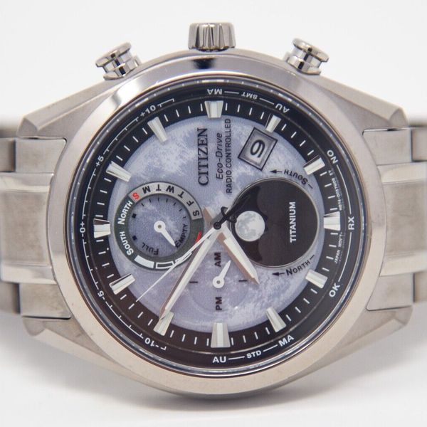 Citizen Eco-Drive Tsuki-Yomi A-T Mens Titanium Chronograph Watch BY1010 ...