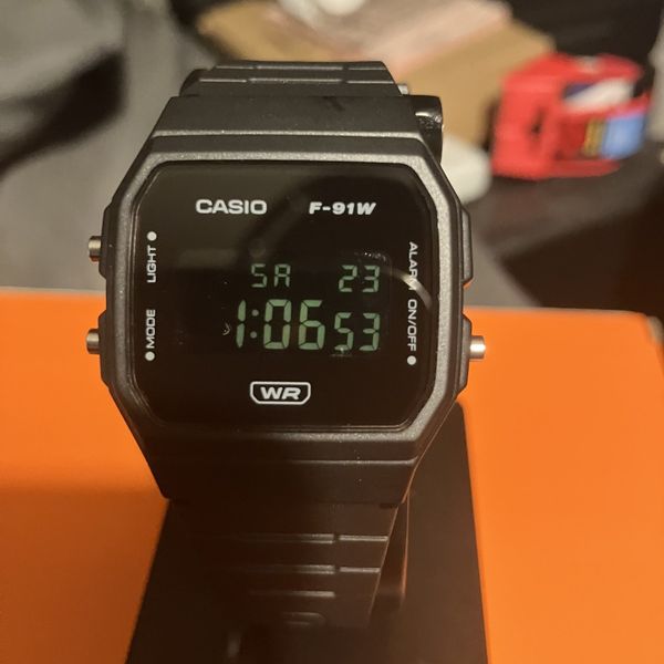 Custom Casio F91WB with Inverted Screen and Glow in the Dark Mods; used ...