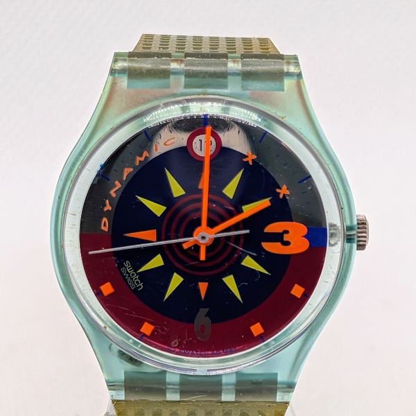 Vintage 1993 Funky Retro Swatch Swiss Watch GL105 â Dynamicâ New ...