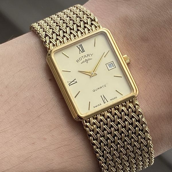 Rotary Tank Gold Plated Mens Gents Vintage Dress Watch Swiss Made ...