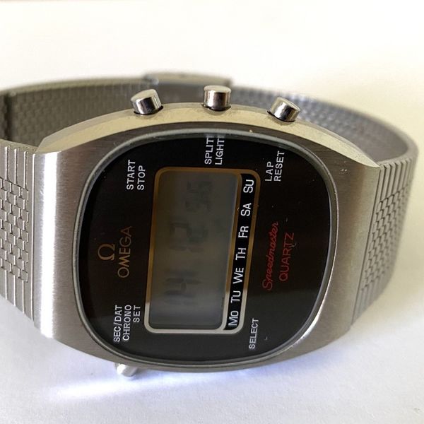 Rare Menâ s Omega Speedmaster Quartz LCD Digital Watch Mint Condition ...