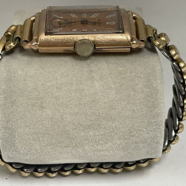 1941 Bulova 7AP 21j Art Deco Copper dial 14kgf Mens WristWatch Serviced ...