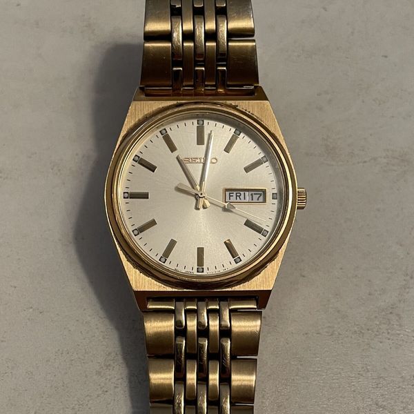 Vintage Seiko 36mm Menâ s Watch Gold V743-9029 Day / Date - New Battery | WatchCharts Marketplace