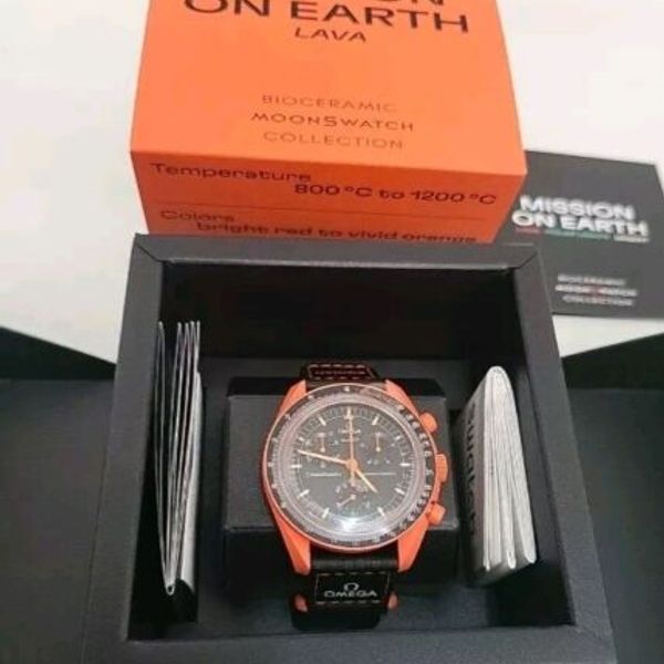 Swatch x Omega MoonSwatch Mission On Earth Lava with receipt & warranty ...