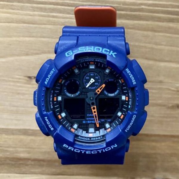 Casio G-Shock WR20BAR Navy Blue and Orange (GA-100L-2ACR) Digital Watch ...