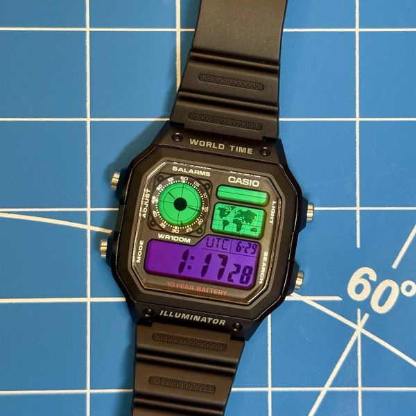 Casio Royale "Hulk" Custom Casio Royale AE1200 LCD Digital World Time ...