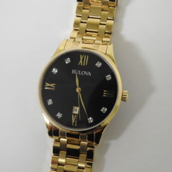 Bulova Diamond Dial Stainless Steel Men's Wristwatch - (97D108 ...