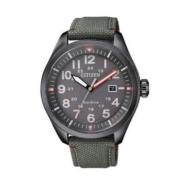 Citizen AW5005-39H Men's Eco-Drive Military Watch, Black Dial, Green ...