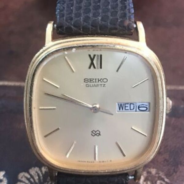 Seiko Vintage Quartz Gold Tone Day Date Watch 8223-5129 Works Well ...
