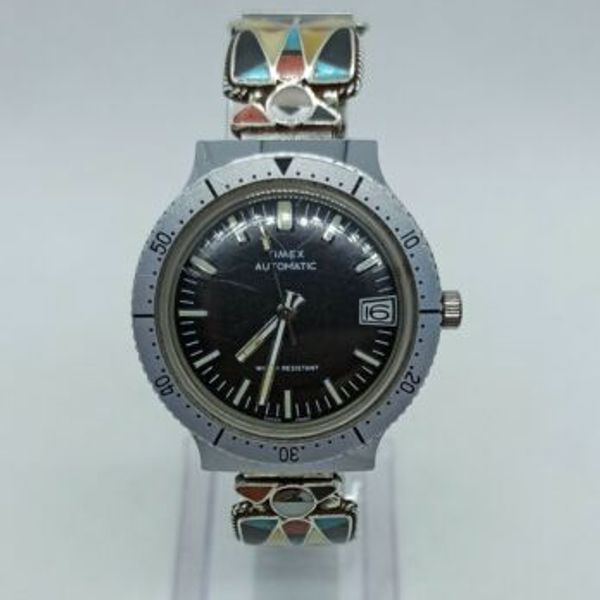Vintage Timex Automatic Divers Watch Black Date Old Pawn Zuni ...